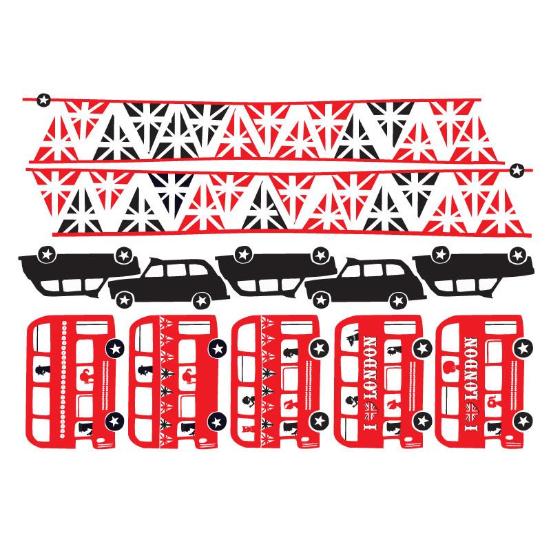 London Bus & Taxi Wall Sticker Border - onetrickpony.design